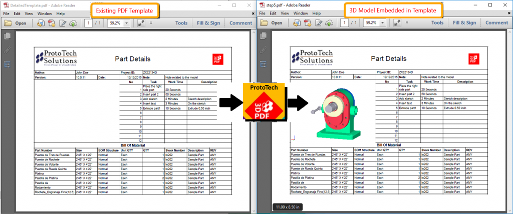 3D PDF Template, PDF Template Features, 3D PDF Exporter